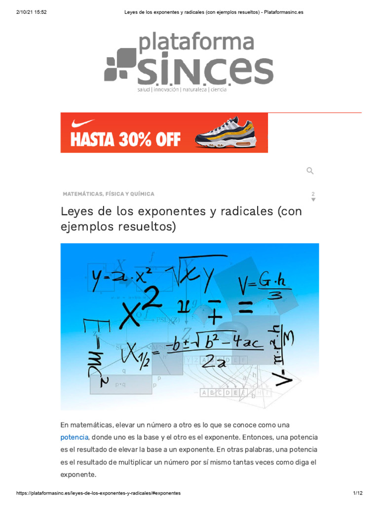 Leyes de Los Exponentes y Radicales (Con Ejemplos Resueltos ...