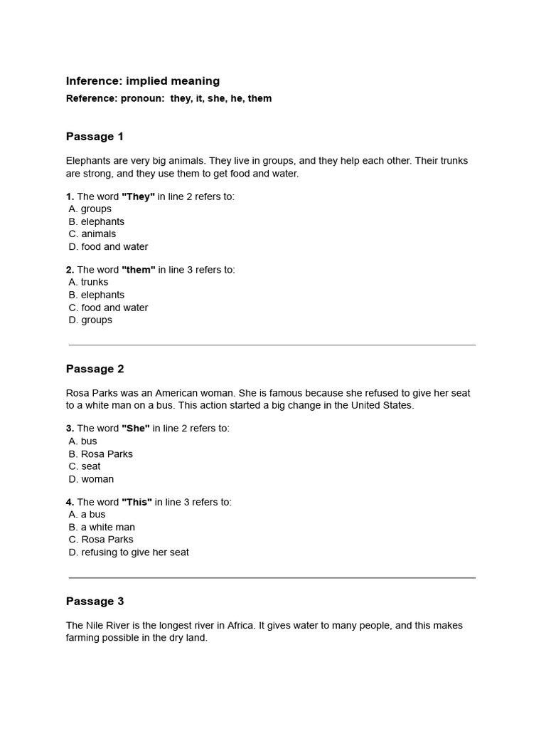 Inference - Implied Meaning | PDF