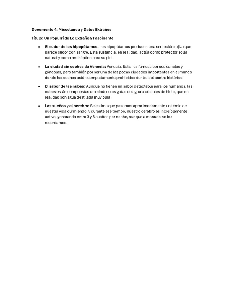 Miscelánea y Datos Extraños | PDF