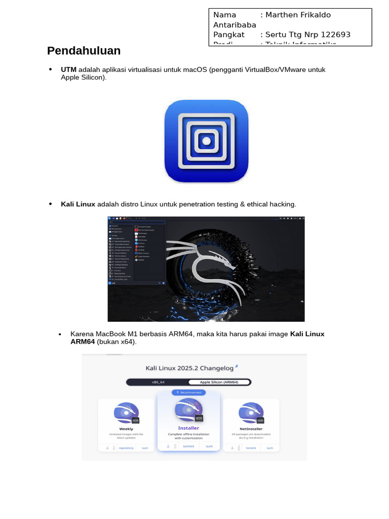 Instal Kali linux for utm | PDF