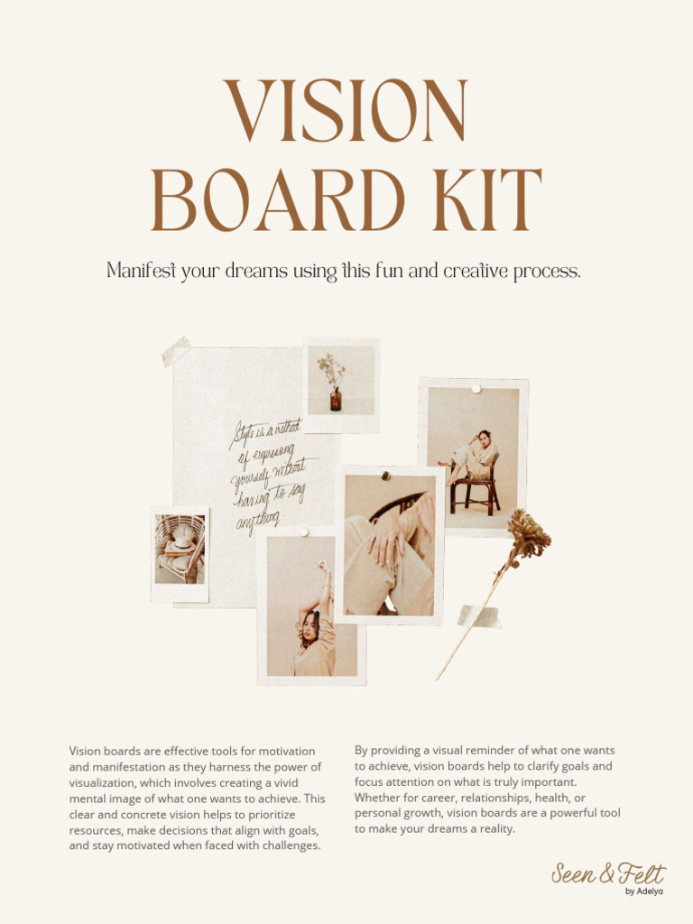 Vision Board Kit for Goal Manifestation | PDF | Happiness | Psychology