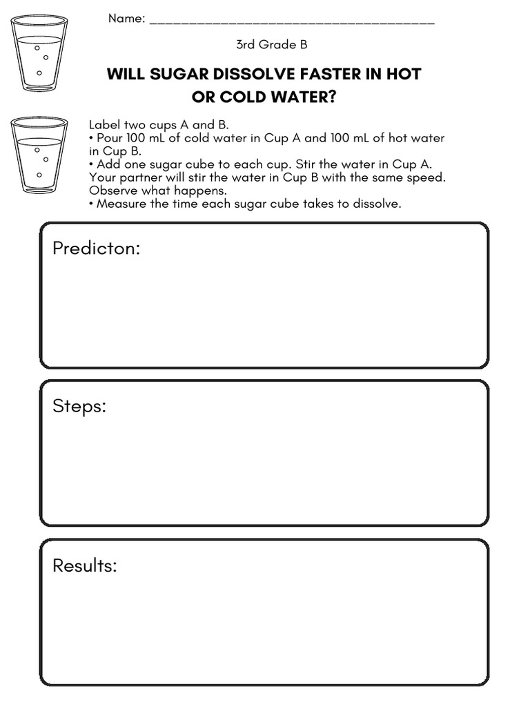 Sugar Dissolution: Hot vs. Cold Water | PDF