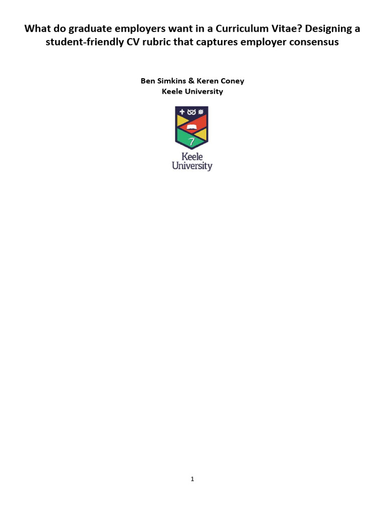 Hecsu Research What Do Graduate Employers What in A CV | PDF | Rubric (Academic)