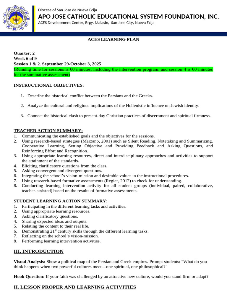 Apo Jose Catholic Educational System Foundation, Inc | PDF | Greeks ...