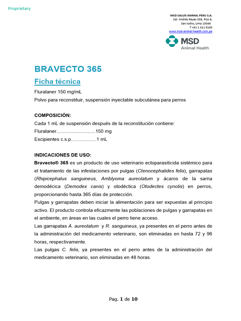 Bravecto 365: Efectivo contra pulgas y garrapatas | PDF | Medicamentos ...