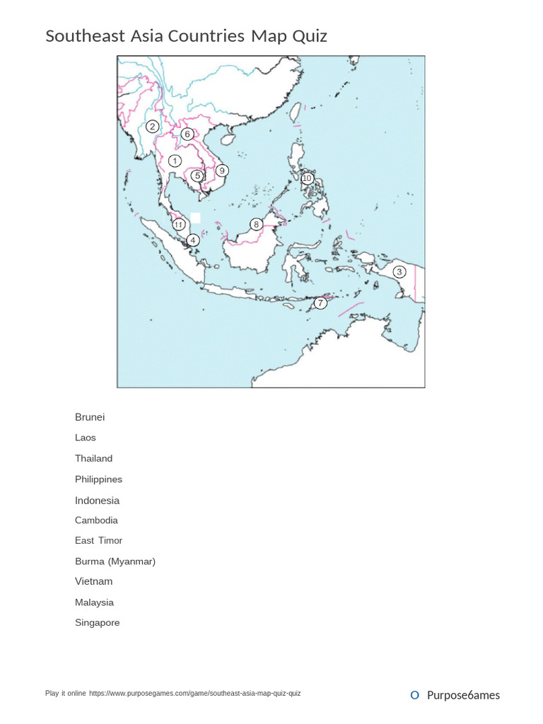Southeast Asia Map Quiz Answers | PDF