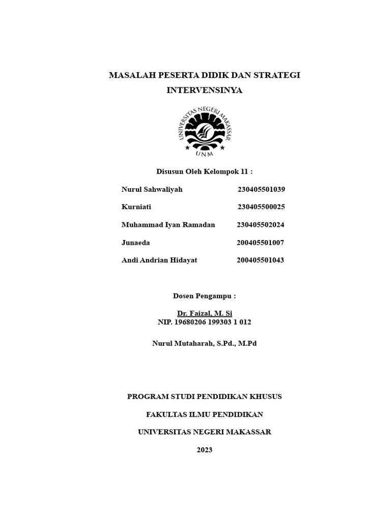 Masalah dan Strategi Intervensi Peserta Didik | PDF
