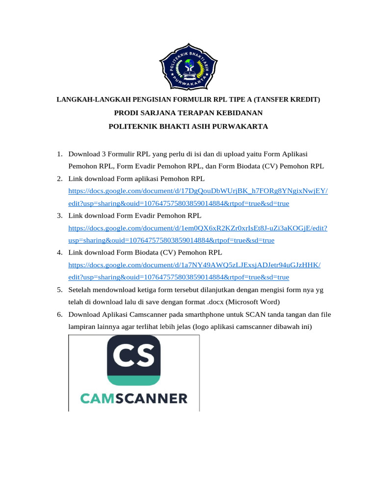 Langkah-Langkah Pengisian Form RPL | PDF