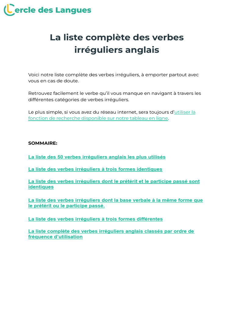 6731cc79930907d51ac22a0f Les Verbes Irreguliers Anglais | PDF