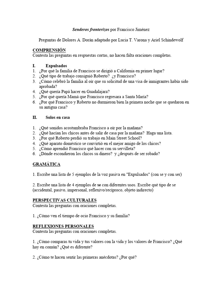 Senderos Fronterizos With Grammar Exercices | PDF | Pronombre ...