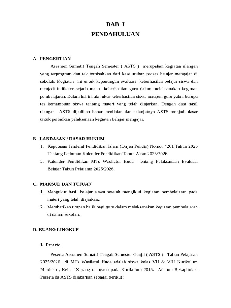 Program Kerja ASTS Ganjil 2025/2026 | PDF