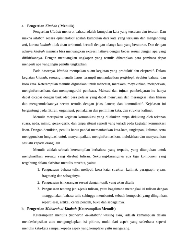 Pengertian dan Teknik Kitabah | PDF