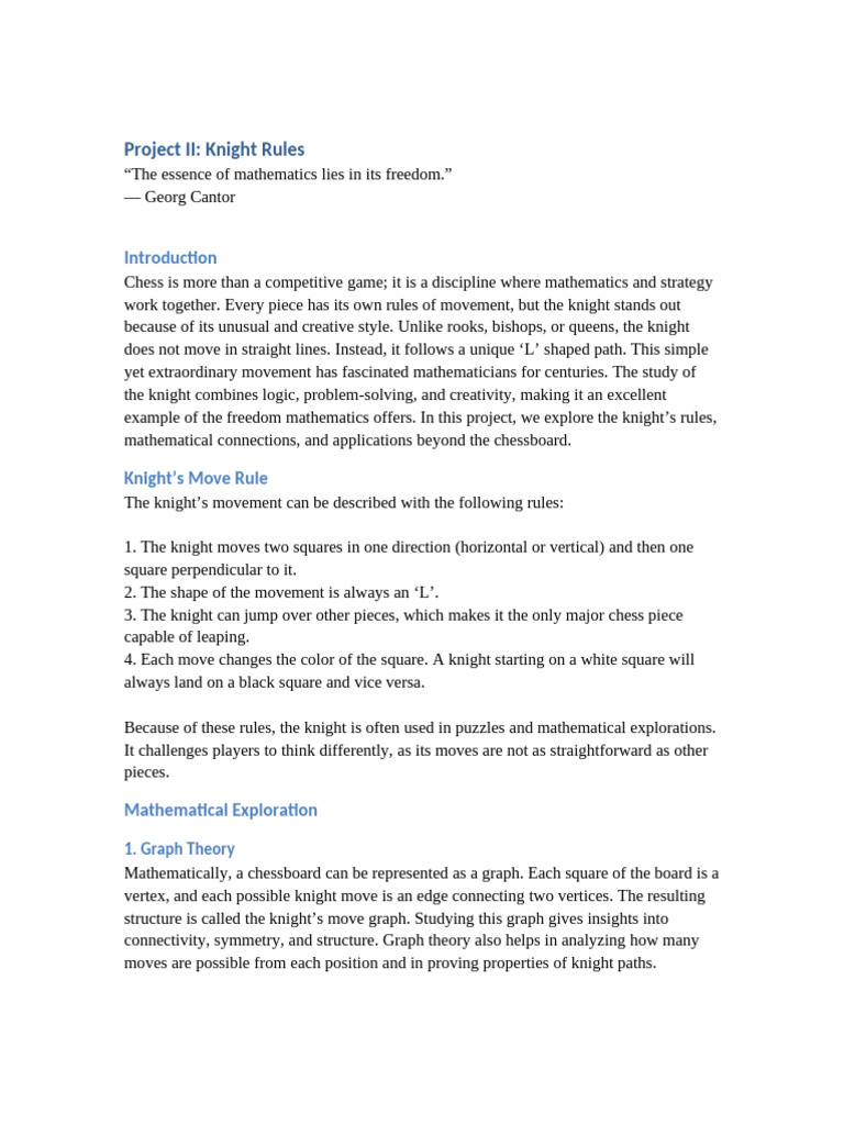 Knight Movement in Chess and Math | PDF | Mathematics | Mathematical ...
