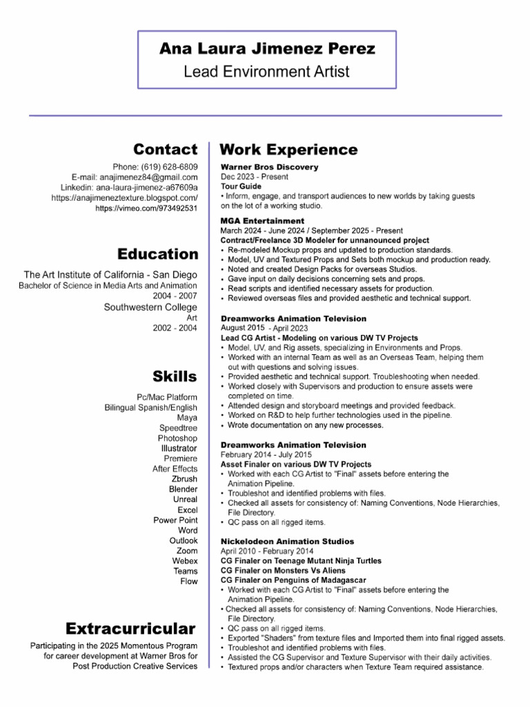 Ana Jimenez Resume - 2025 | PDF