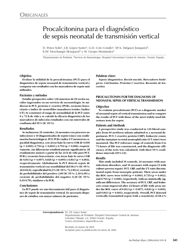 Procalcitonina para El Diagnóstico de Sepsis Neonatal de Transmisión ...