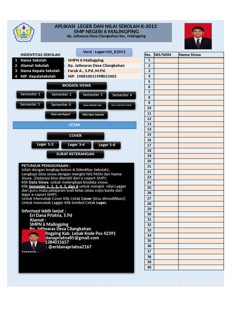 Aplikasi Leger - Rata-Rata Raport - Nilai Ujian - Surat Keterangan | PDF