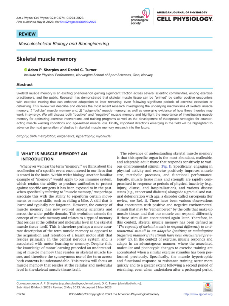 Sharples Turner 2023 Skeletal Muscle Memory | PDF | Skeletal Muscle ...