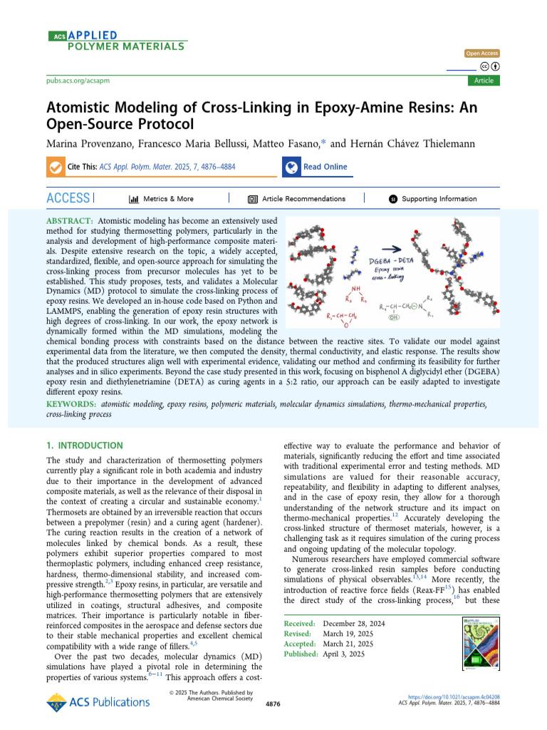 Open-Source Protocol for Epoxy Modeling | PDF | Epoxy | Cross Link