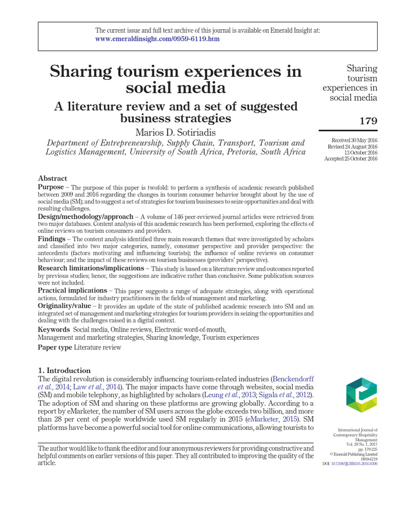 Sharing Tourism Experiences in | PDF | Marketing | Behavior