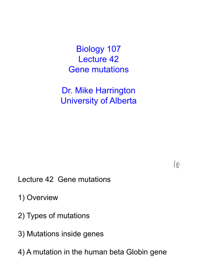 B107lect42 1 | PDF | Mutation | Point Mutation