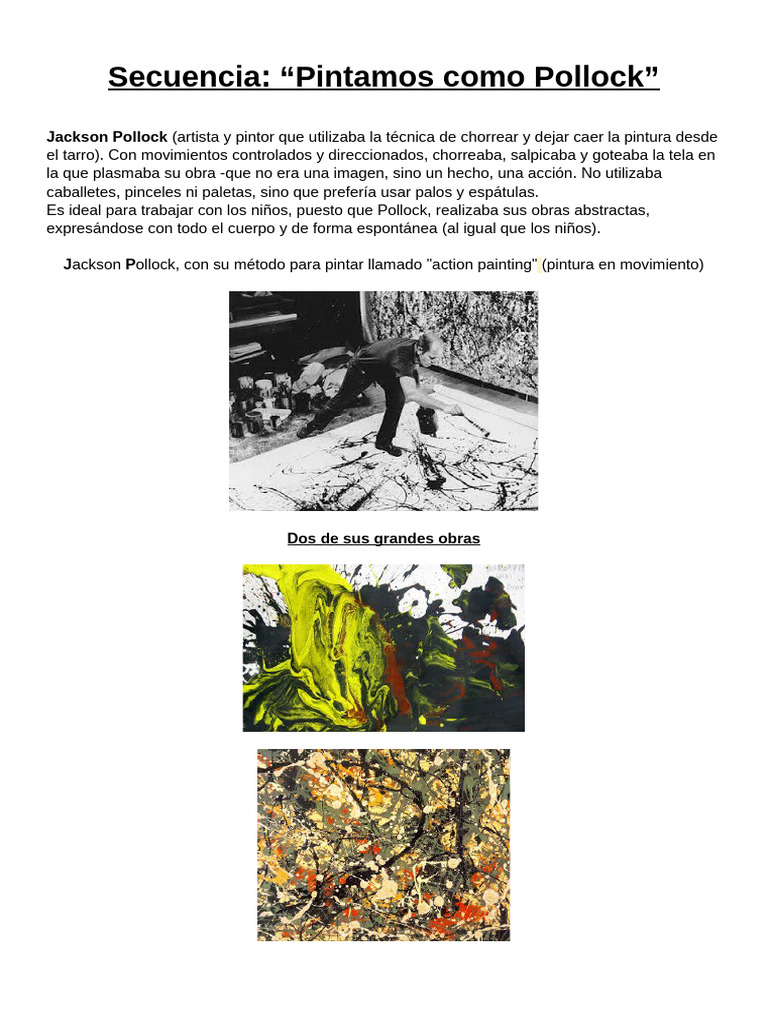 Pintura Creativa para Niños al Estilo Pollock | PDF | Pinturas | Dibujo