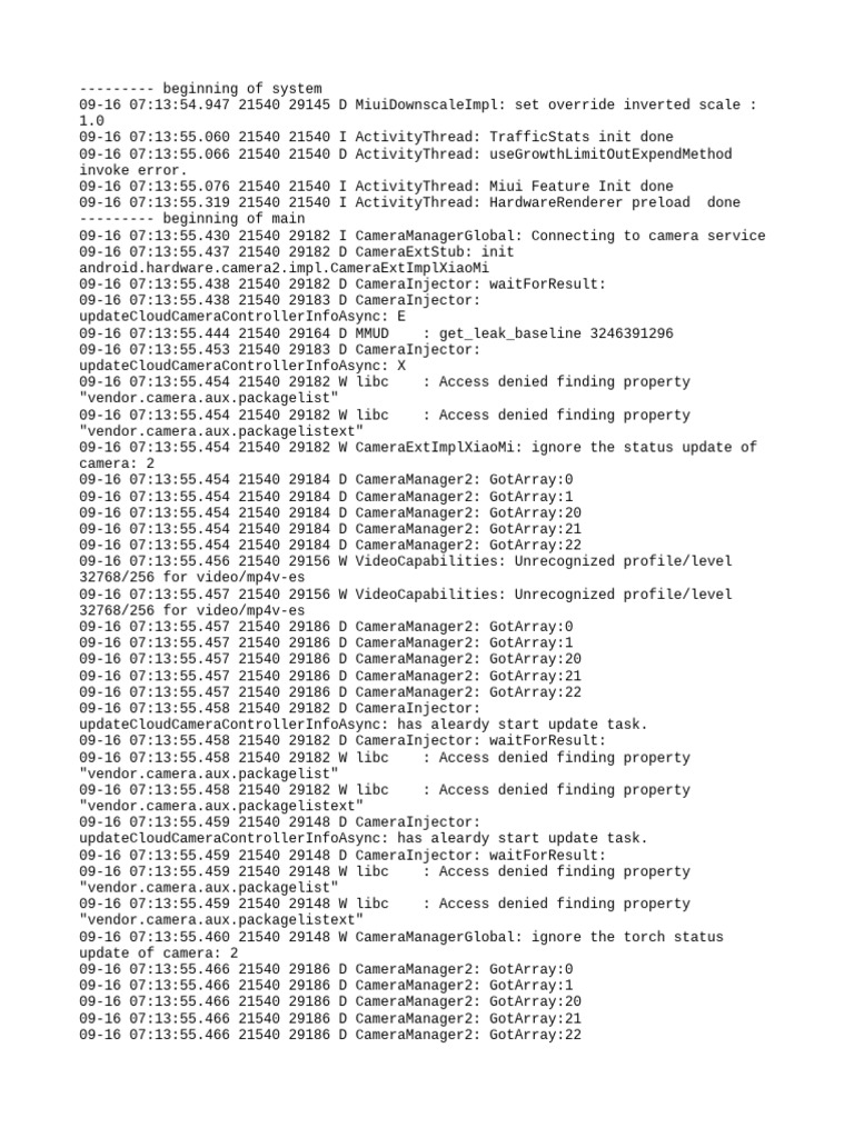 Camera Initialization Log Analysis | PDF | Software | Computing