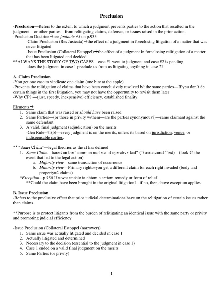 Preclusion and Discovery | PDF | Collateral Estoppel | Discovery (Law)