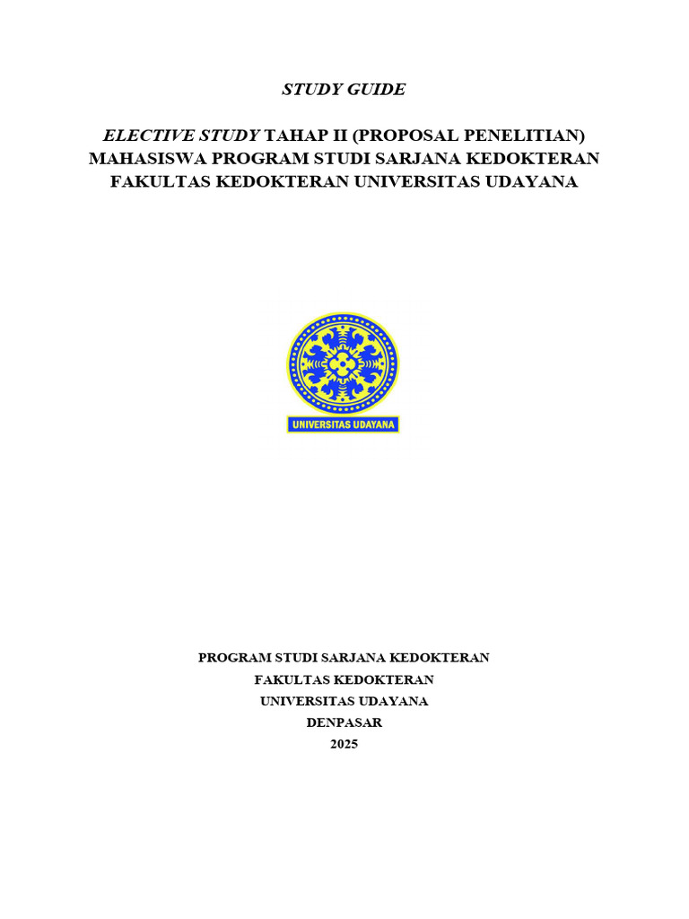 Study Guide Elective Study Tahap II (Proposal Penelitian) Tahun 2025 | PDF