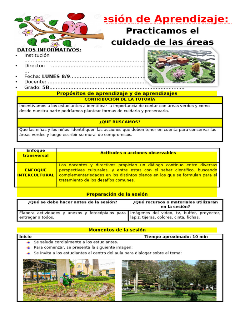 LUNES 8-TUTORÍA PRACTICAMOS EL CUIDADO DE LAS ÁREAS VERDES | PDF ...
