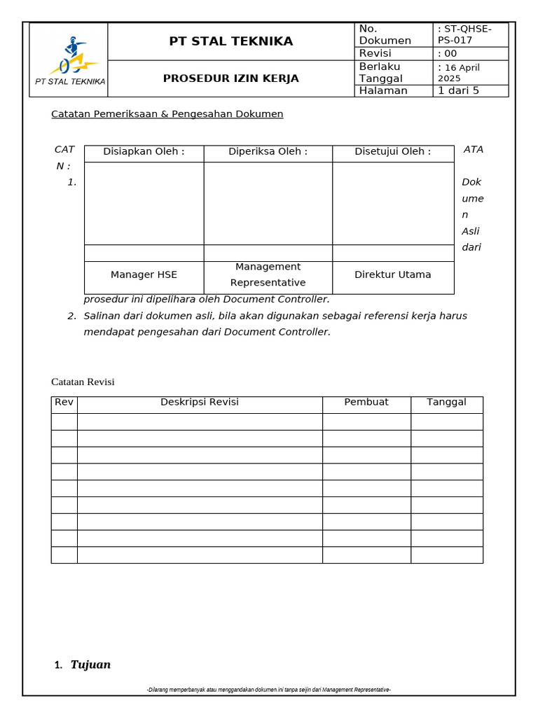06 - Prosedur Izin Kerja Aman | PDF