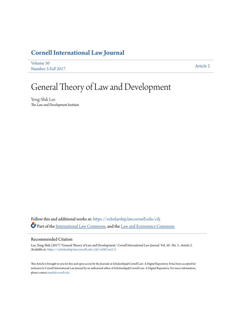 General Theory of Law and Development, by Yong-Shik Lee | PDF | Neoliberalism | Washington Consensus