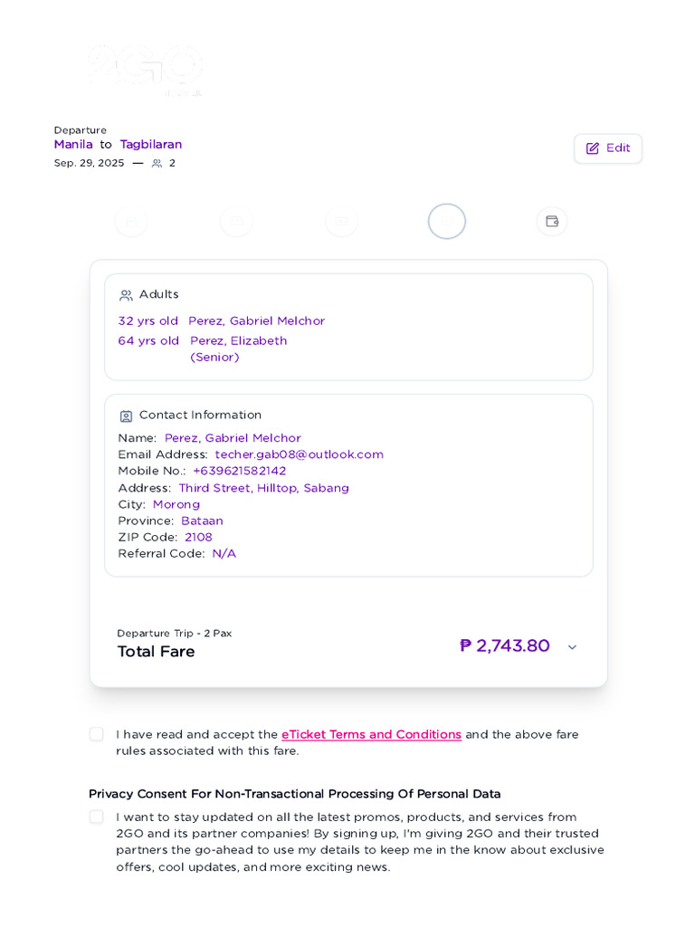 2GO Travel — Review Booking | PDF