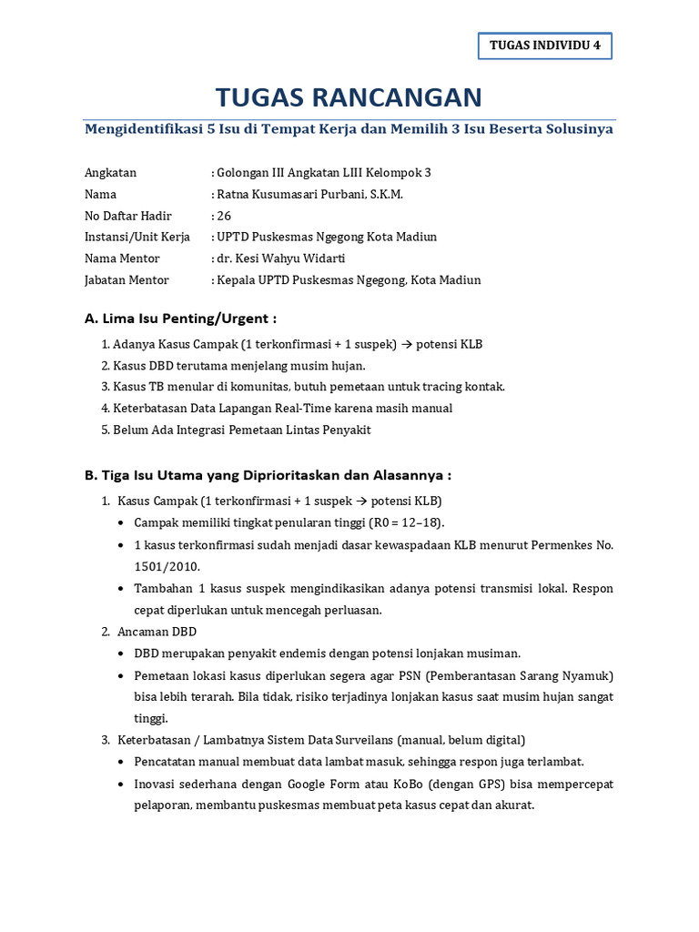 Ratna Kp-Tugas 4 Rancangan Isu Dan Solusi | PDF