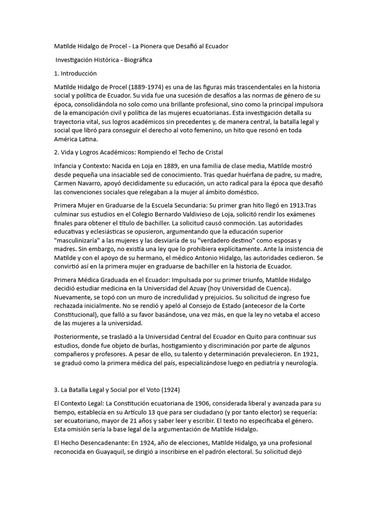 Primer Acto de Rebeldía de Matilde Hidalgo | PDF | Mujer | Votación