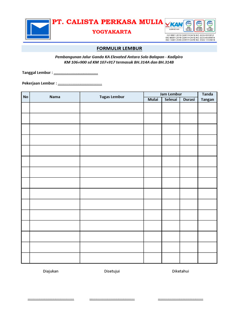 Formulir Lembur JGSS.5 | PDF