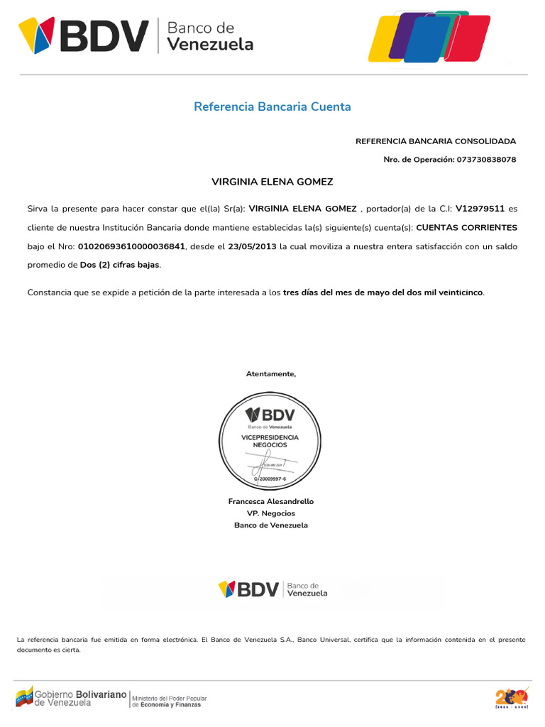 Persona BDV Referencia Cuenta 79511 | PDF