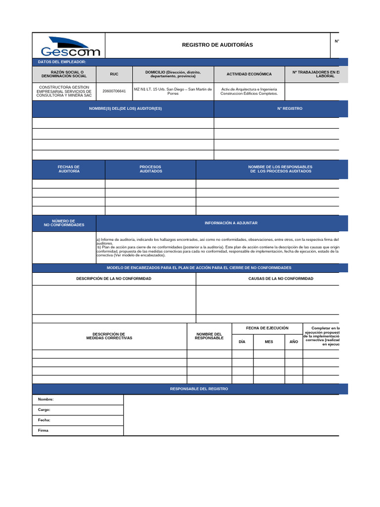 Gescom Reg. Auditorias | PDF