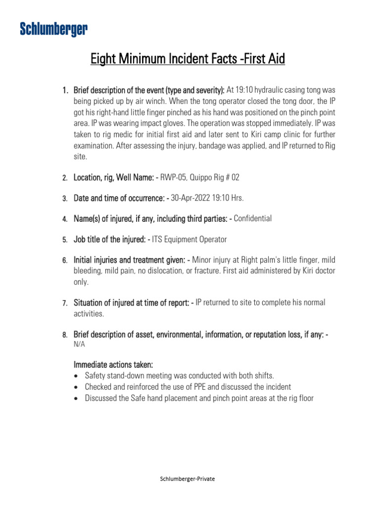 ITS Finger Pinch Point Injury - 8 Min Facts | PDF