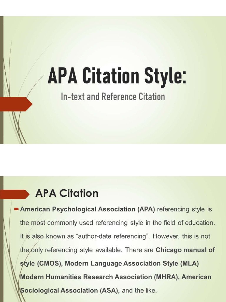 Apa Citation Style | PDF
