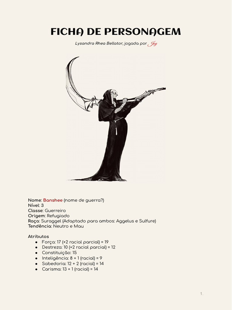 Ficha de Personagem - Banshee | PDF