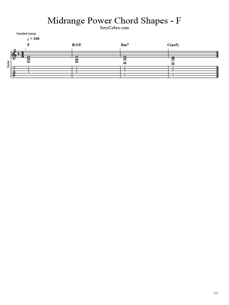 Midrange Power Chord Shapes - F | PDF