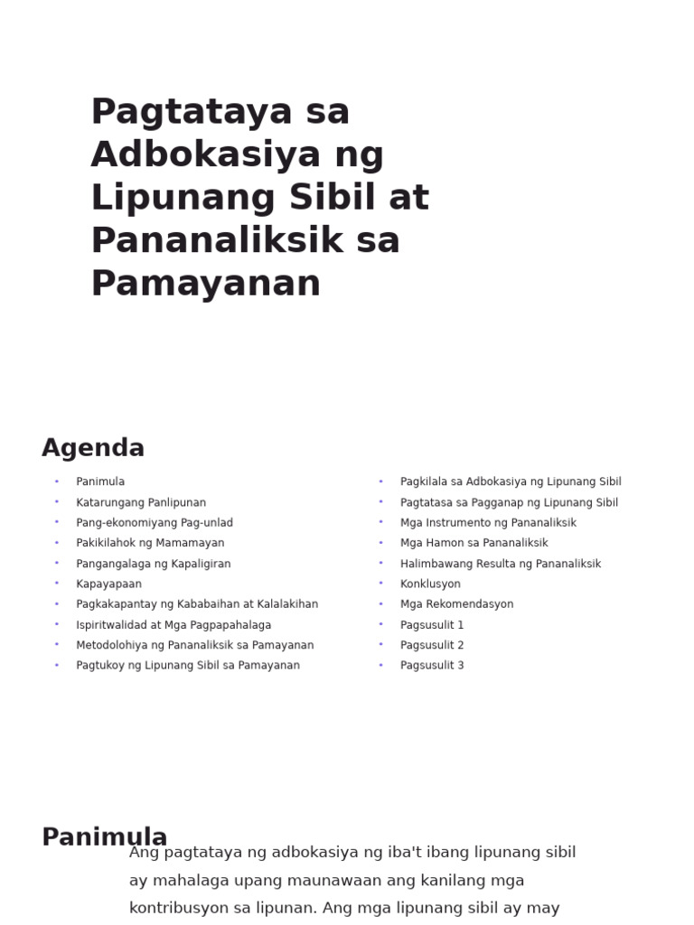 ESP9 Q1 16 WK8 Pagtataya Sa Adbokasiya NG Lipunang Sibil at ...