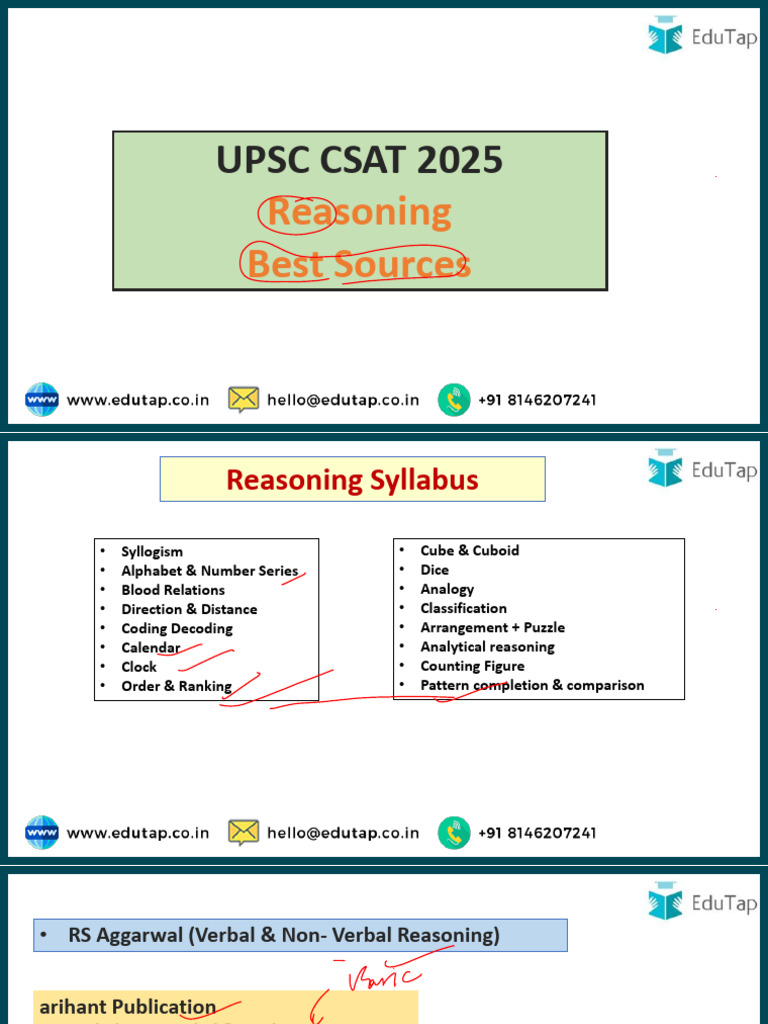 UPSC CSAT 2025 - Best Sources of Reasoning | PDF
