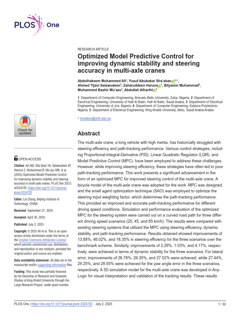 Optimized Model Predictive Control For Improving Dynamic Stability and ...