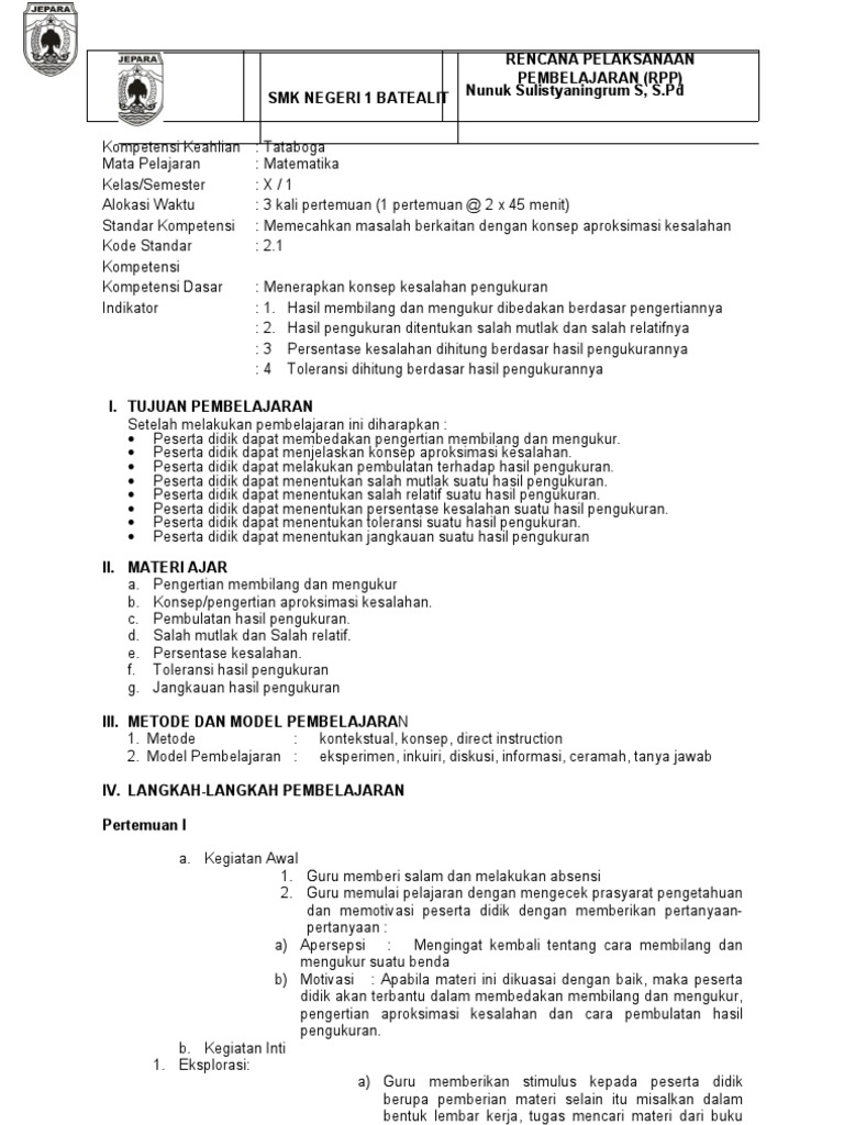 Contoh Rpp Matematika Model Pembelajaran Inkuiri - Seputar Model