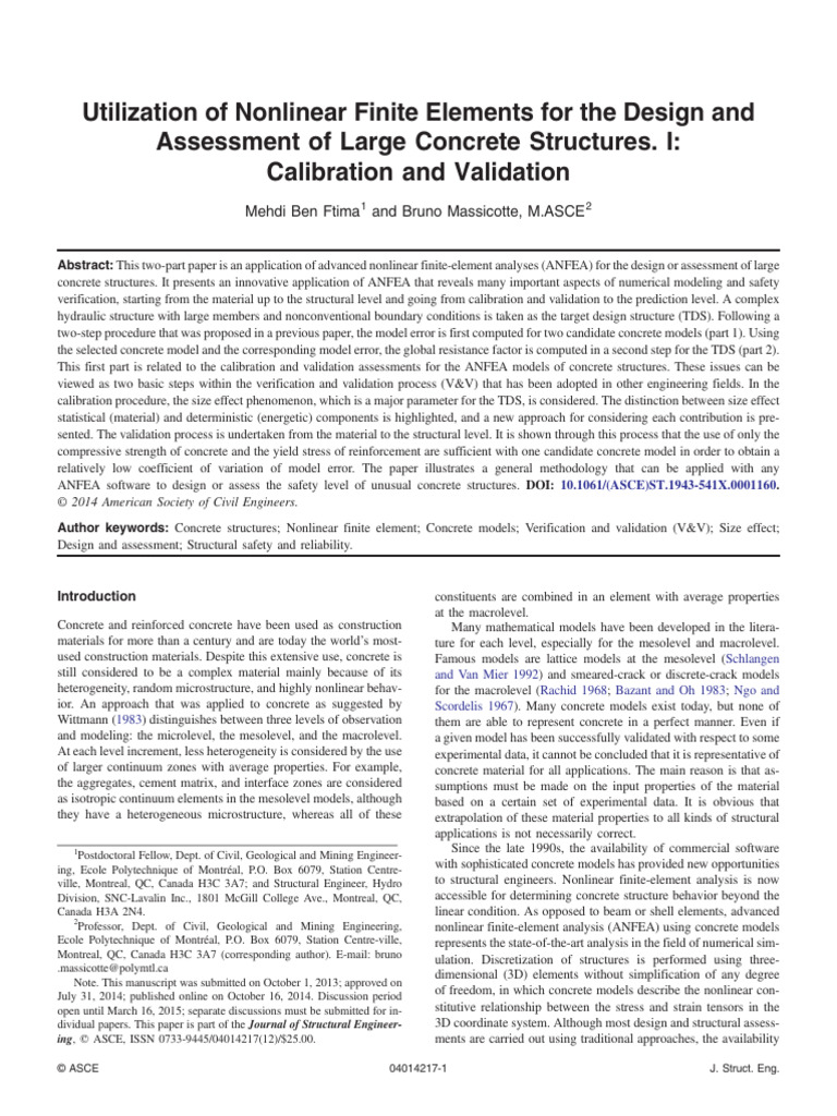Nonlinear Finite Element Analysis in Concrete | PDF | Experiment ...