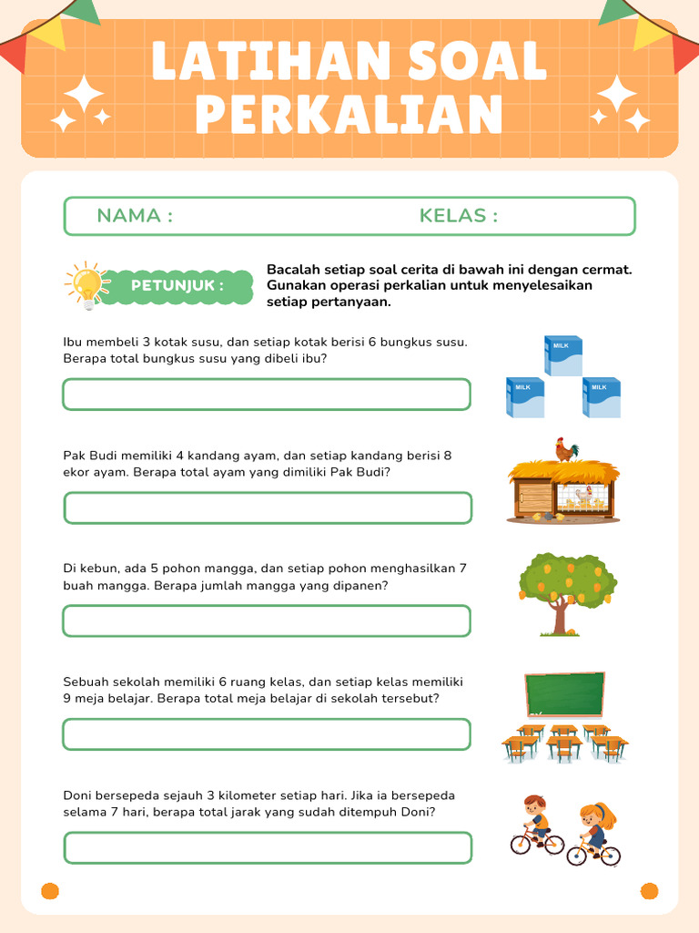 Soal Cerita Perkalian Kelas 3 AL Ghazali | PDF