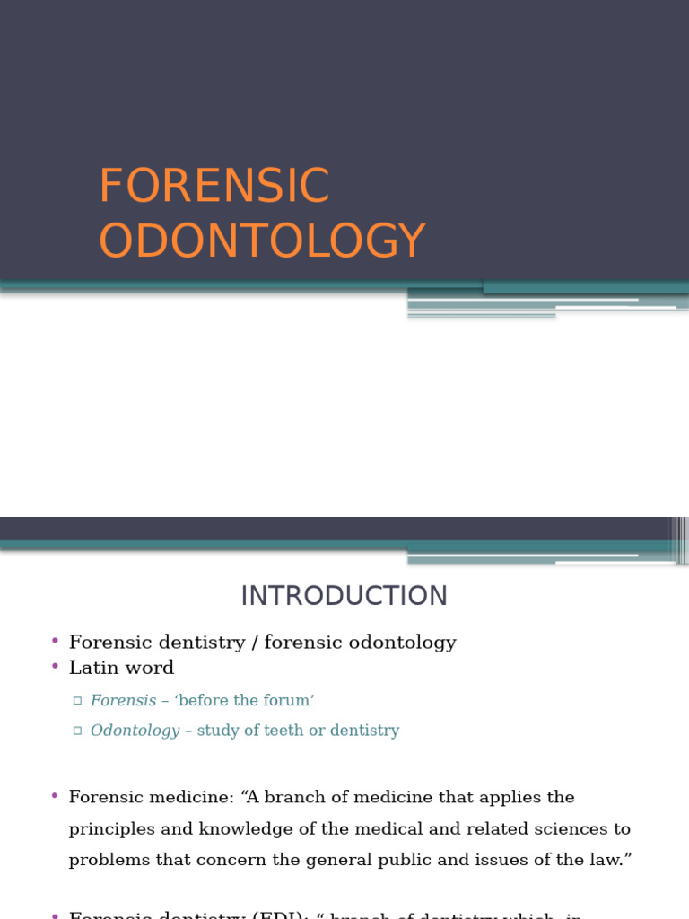 Forensic Odontology 2024 | PDF | Autopsy | Dental Anatomy