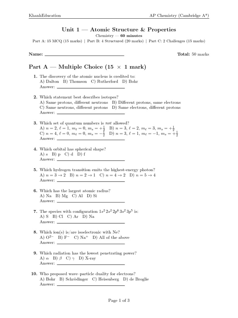 Atomic Structure and Properties | PDF | Atoms | Proton