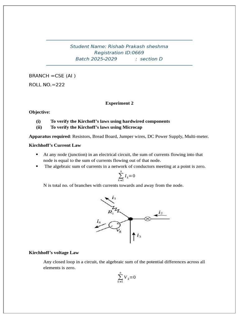 Lab2[3][1][1][1] | PDF | Electrical Network | Electrical Circuits